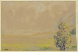 Flat landscape with tree - Digital Collection