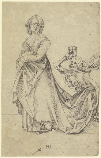 Frau und Tod als Schleppenträger - Digitale Sammlung