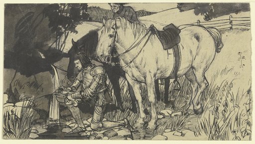 Kneeling knight at the well - Digital Collection