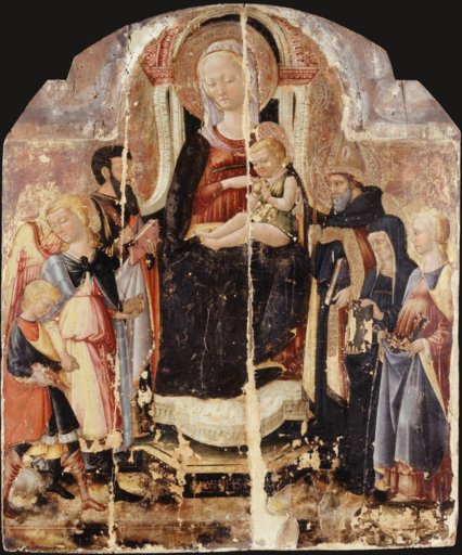 Thronende Madonna mit Kind und den vier lateinischen Kirchenvätern - Digitale Sammlung